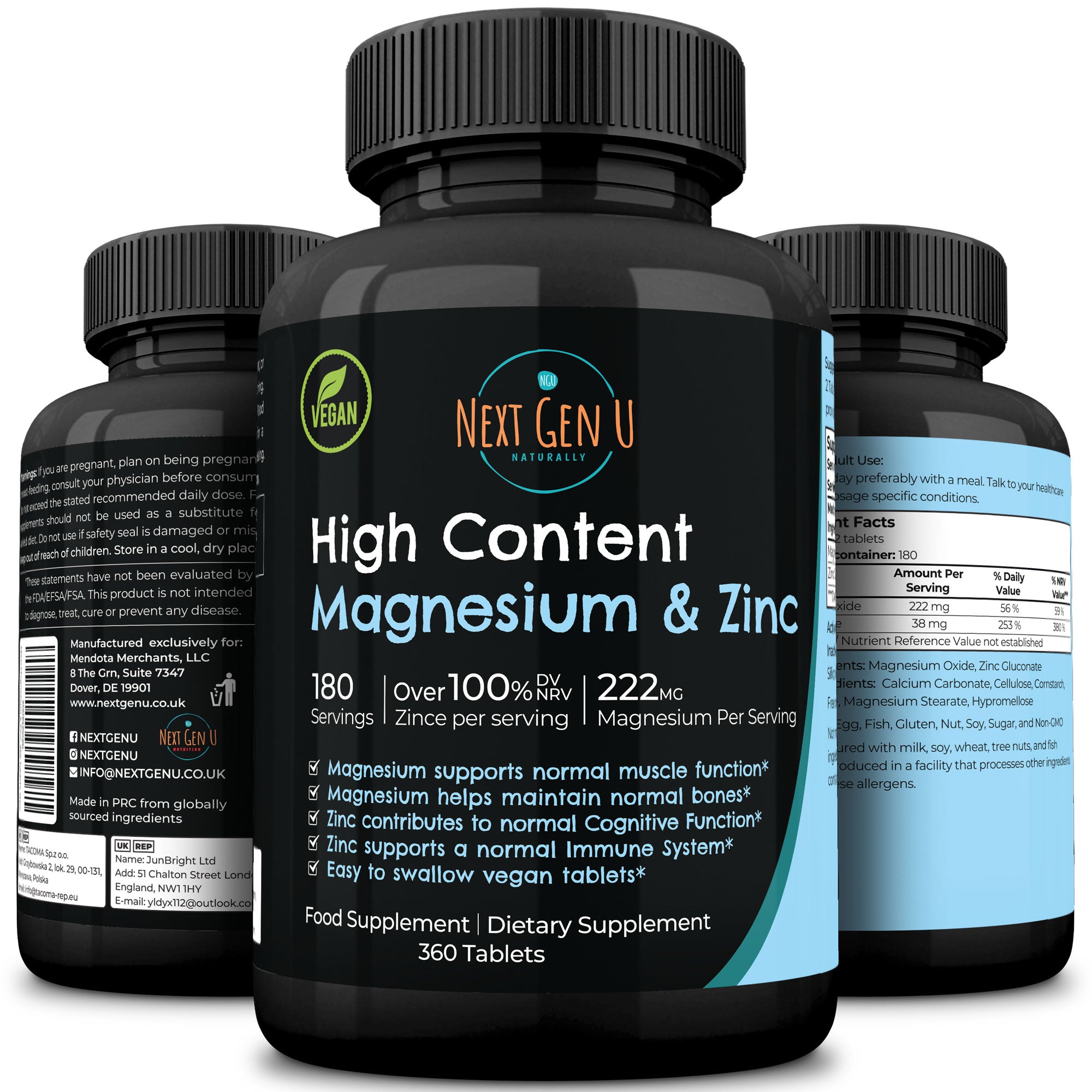 High Strength Vegan Magnesium and Zinc Tablets – Next Gen U