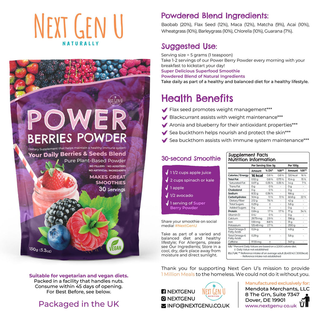 Organic Vegan Super Berry Powder 150g – Next Gen U