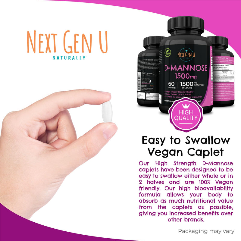 120 Count Sugar Free Best Naturals D-Mannose 1500mg - 120 Capsules For ...